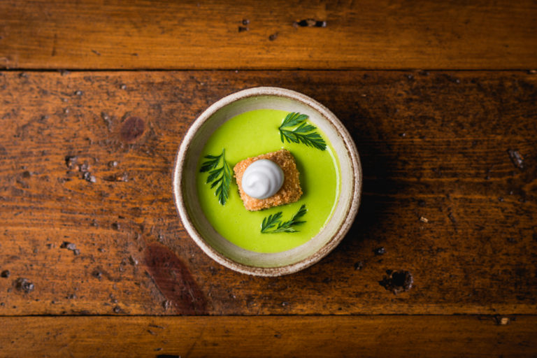 Catering: Pea, Pork Belly Bon Bon